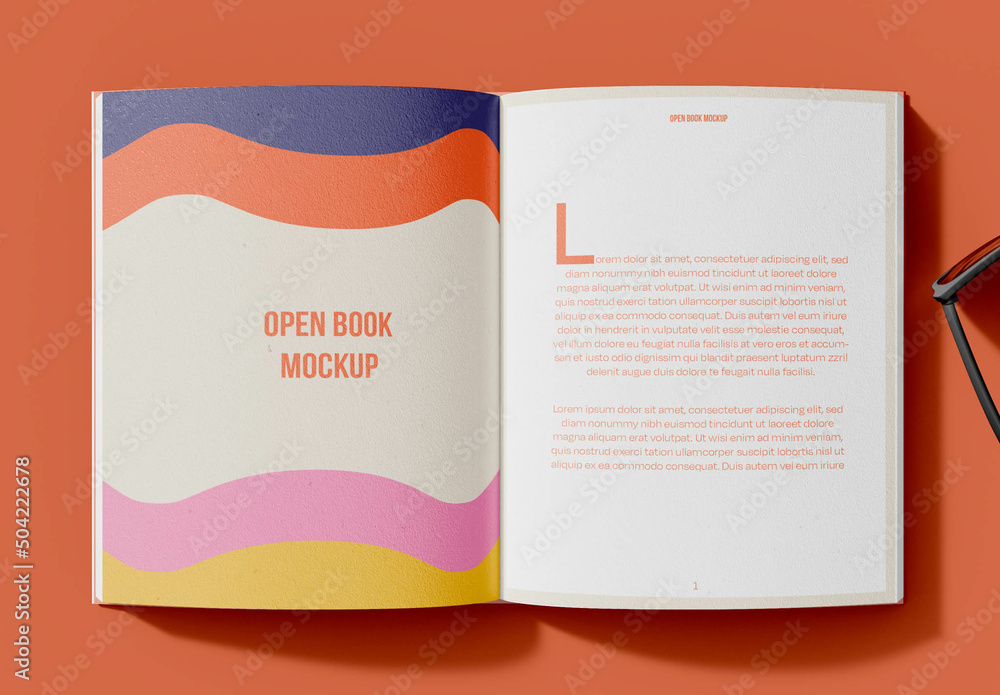 Top View of Open Book Mockup Stock Template | Adobe Stock