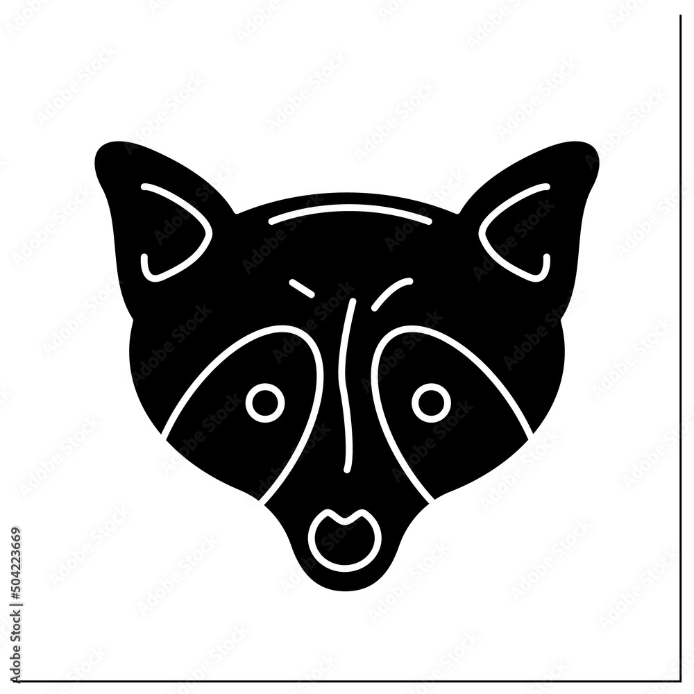 Tanuki glyph icon. Japanese raccoon dog. Werewolf raccoon. Traditional ...