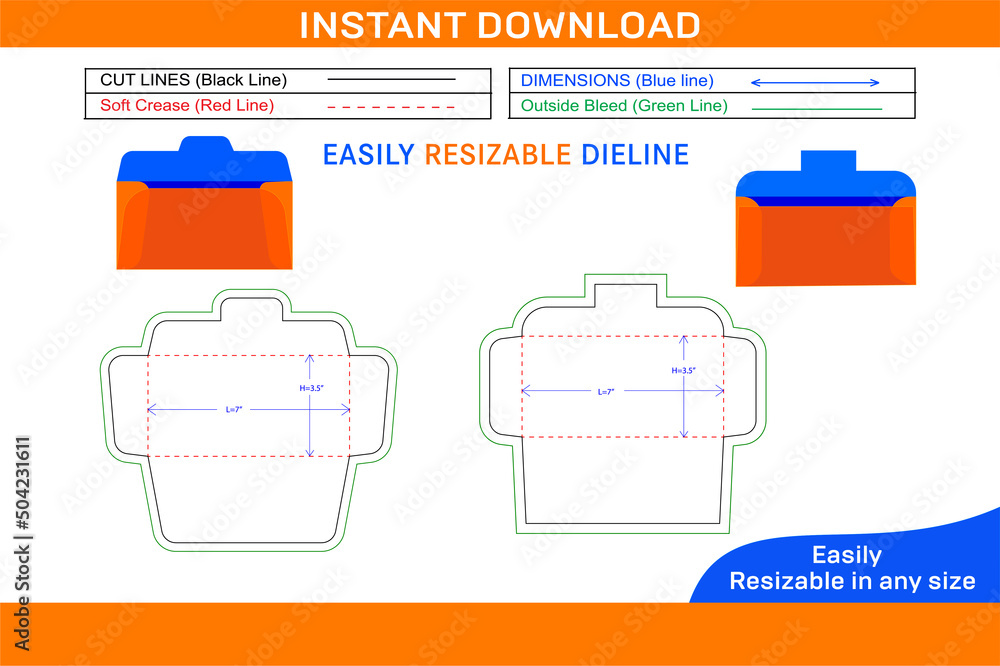 Bank deposit envelope 3.5x7 inch dieline template and 3D DV-32 envelope ...