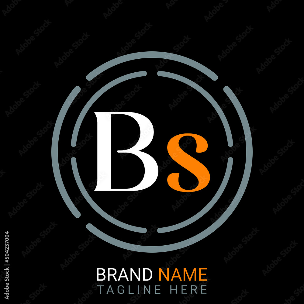 Bs Letter Logo design. black background. Stock Vector | Adobe Stock