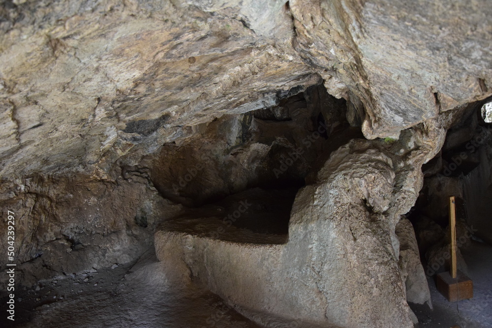Inca ruins. Underground cave used for ancient Inca ceremonies at ...