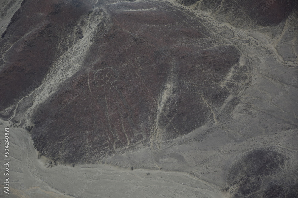 Nazca line of the astronaut . Ancient geoglyph located in the Nazca ...
