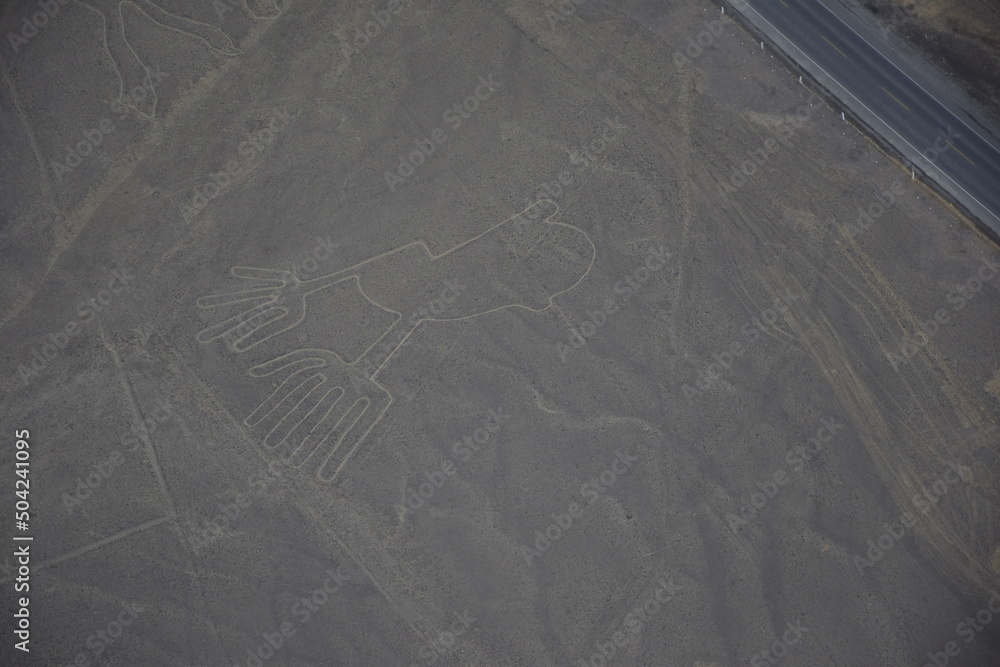 Nazca lines of the hands . Ancient geoglyph located in the Nazca Desert ...