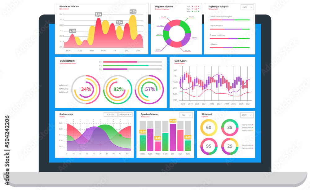 Infographic chart vector template. Annual statistics curve graph design ...