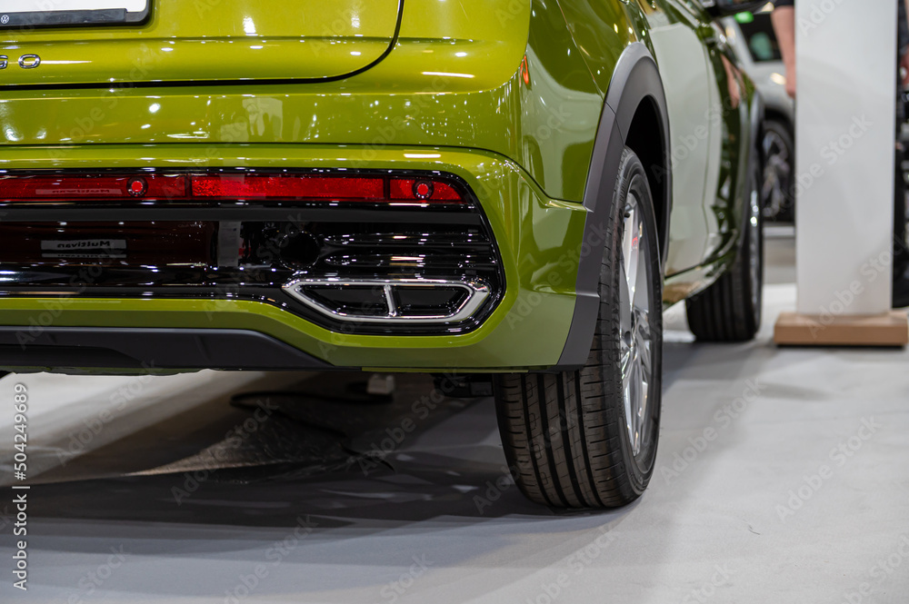 rear wheel and car design closeup of nev VW Taigo coupe crossover ...