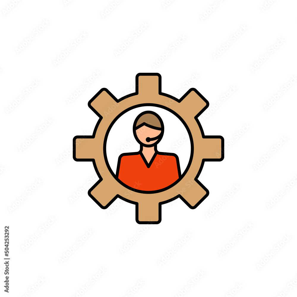 call center agent line illustration icon. Signs and symbols can be used ...
