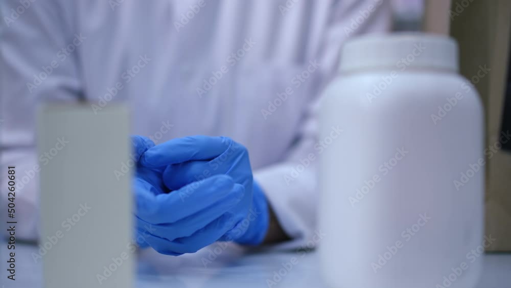 Front view unrecognizable pharmacist gesturing explaining drugs ...