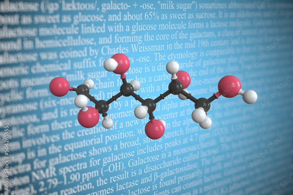 Molecular model of galactose, 3D rendering Stock Illustration | Adobe Stock