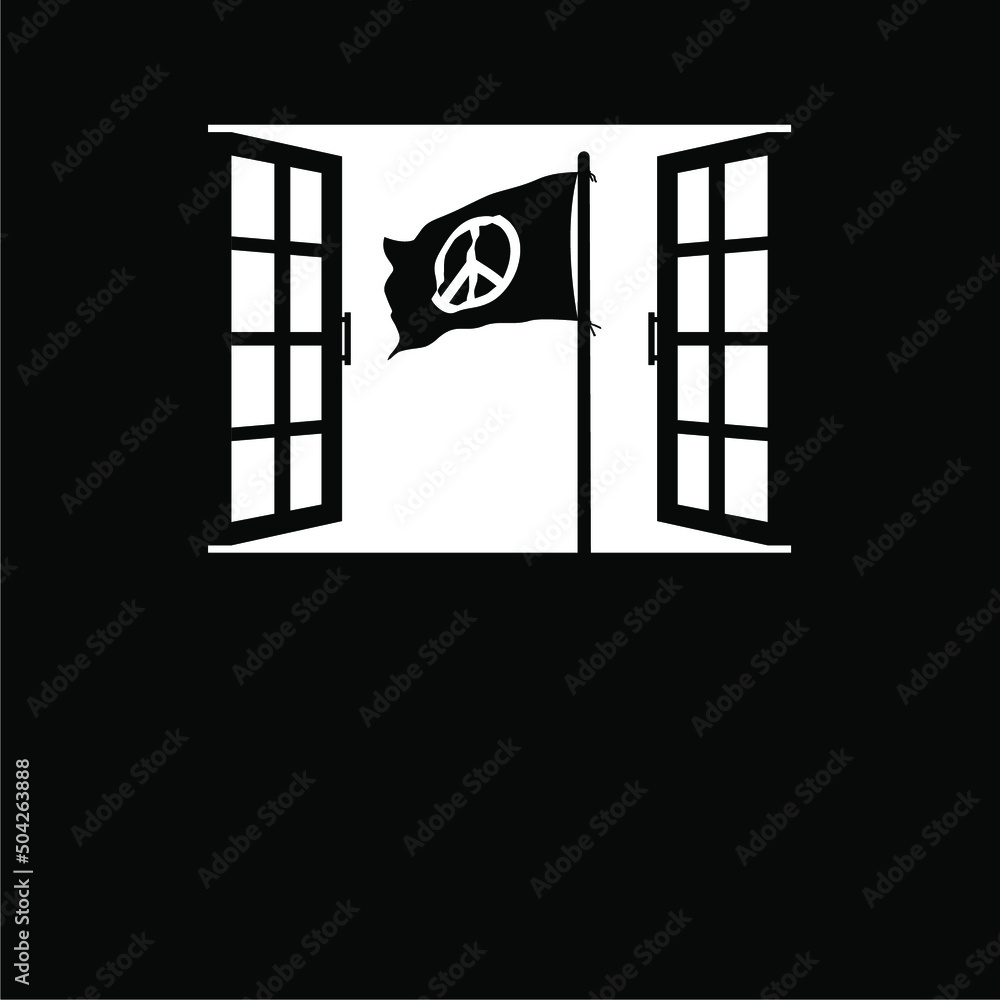 Peace Flag on the Windows Silhouette. The symbolism of the Peace, Stop ...