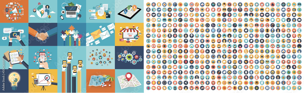 Flat illustrations & icons Stock Vector | Adobe Stock