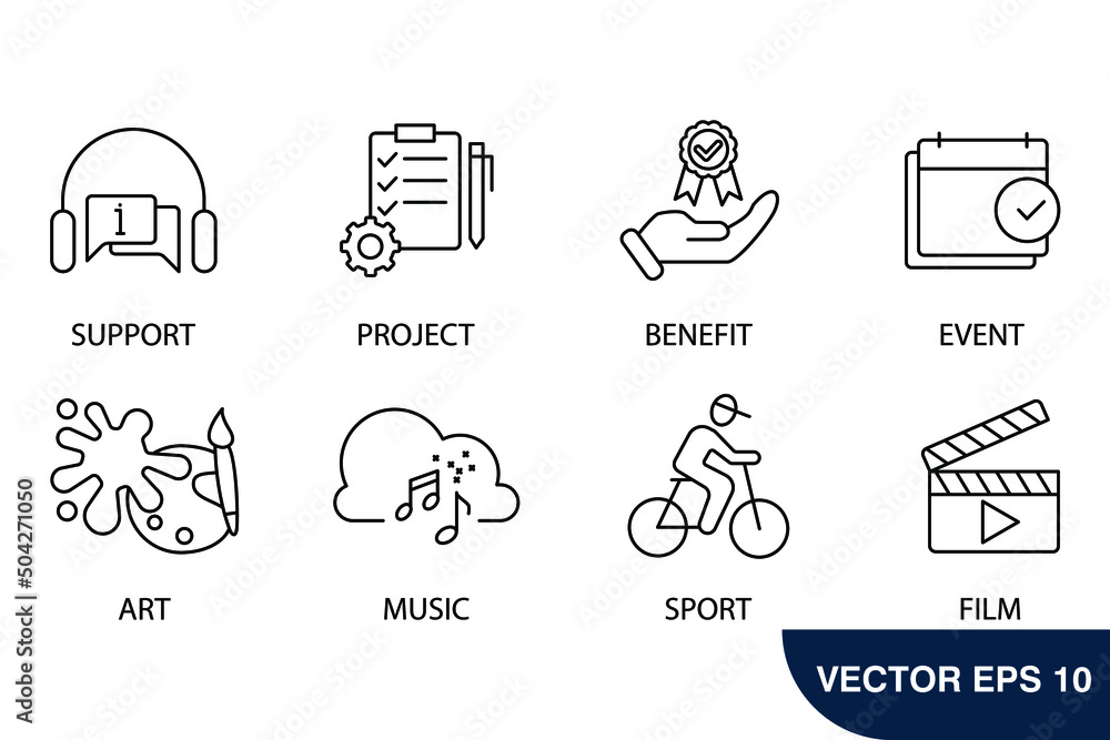 Sponsorship icons set . Sponsorship pack symbol vector elements for ...
