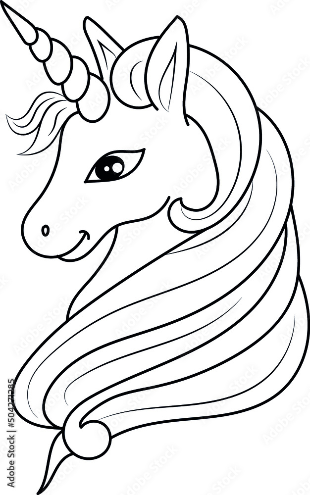 Line art unicorn kids illustration for Children coloring book Stock ...