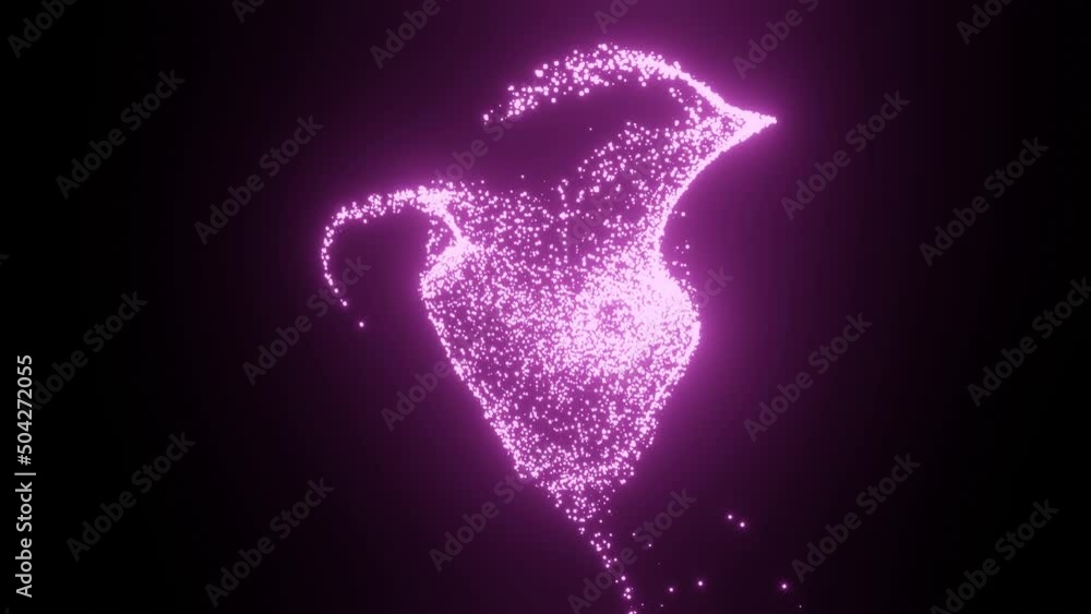 Emergence and spread of purple particles from center. Explosion of ...