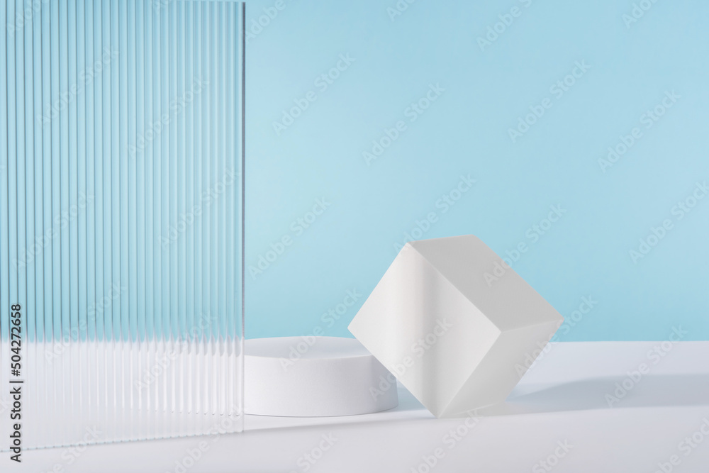 Acrylic plate, podium, background for cosmetic product packaging on ...