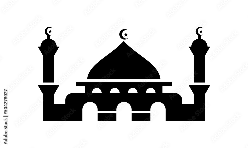 black vector mosque building design Stock Vector | Adobe Stock