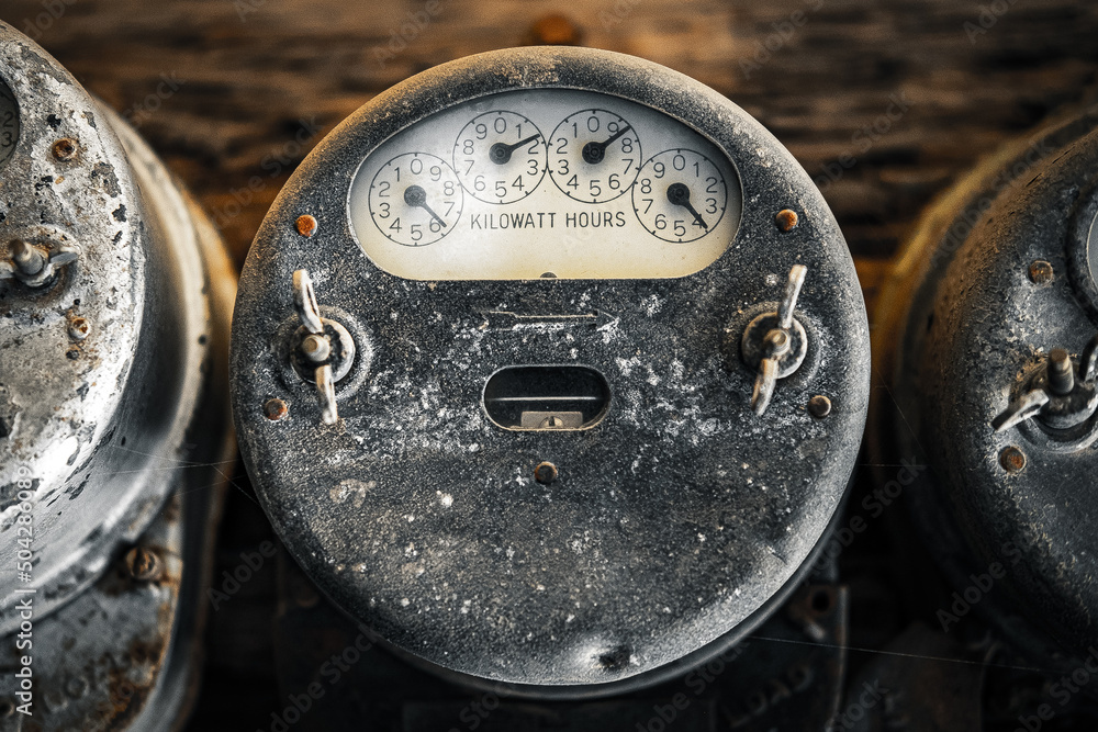 old electric meter Stock Photo | Adobe Stock
