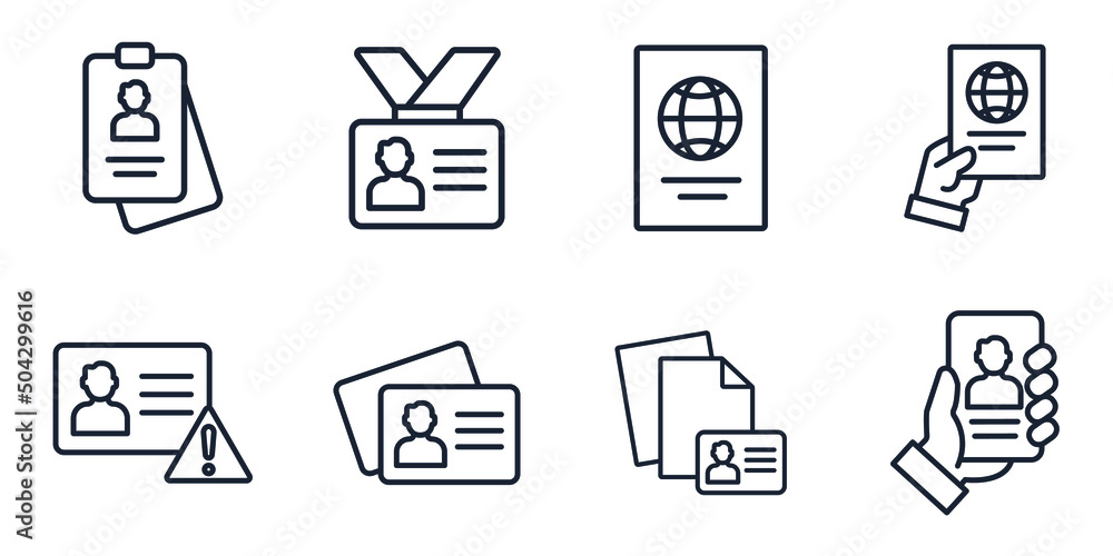 ID and Verification icons set . ID and Verification pack symbol vector ...