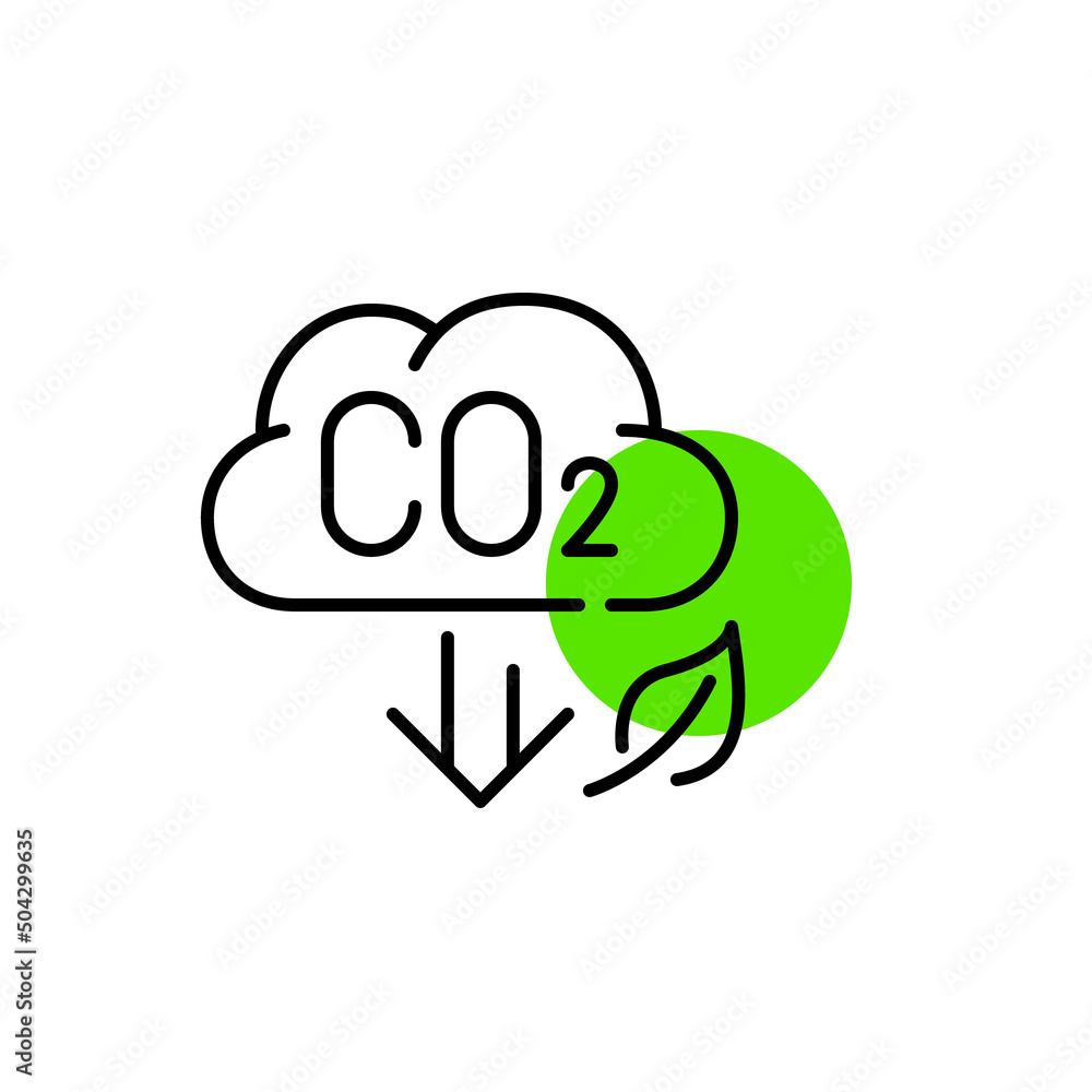 Carbon dioxide emission reduction. Pixel perfect, editable stroke line art icon Stock Vector ...