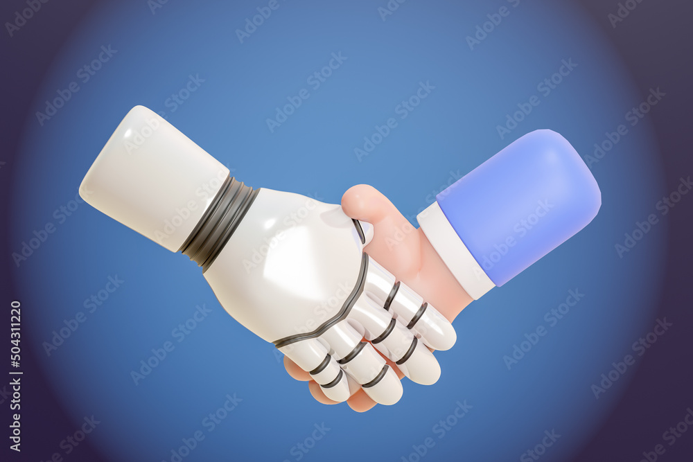 3D robot human hands gestures, shake hand, cartoon style, Clipping Path ...