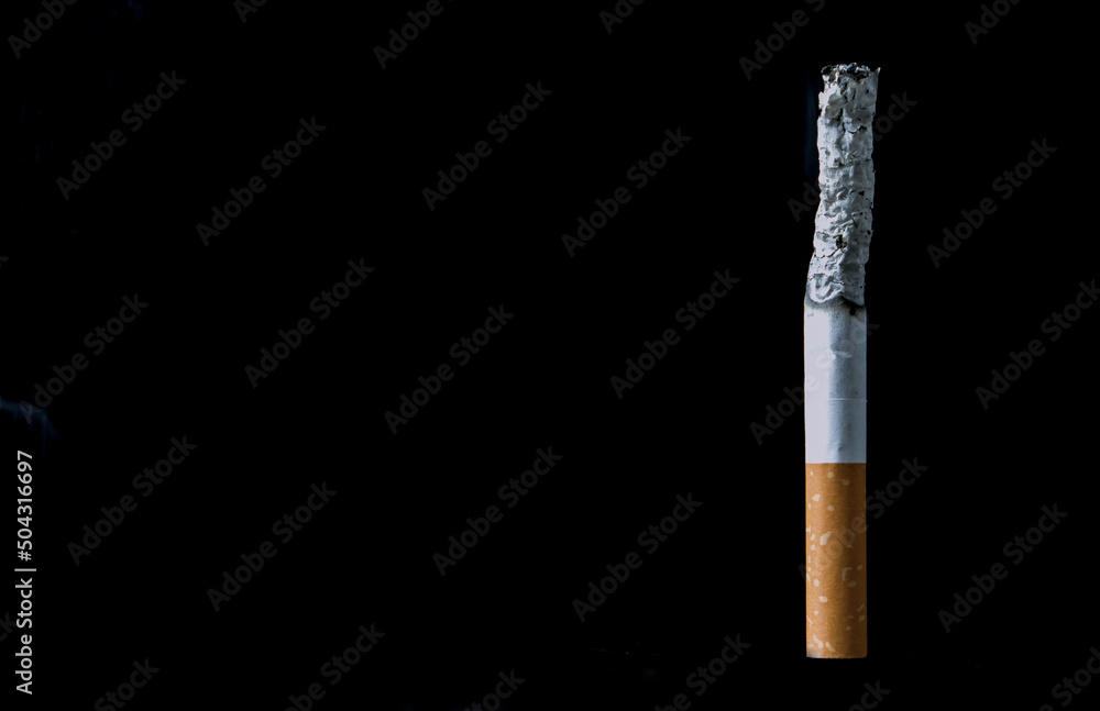 Cigarette ashes.Closeup cigarettes burning.World no tobacco day.Sign of ...