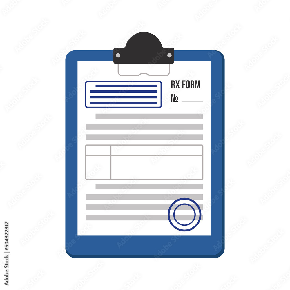 Pharmaceutical RX prescription form for medicines on a tablet. A sheet ...