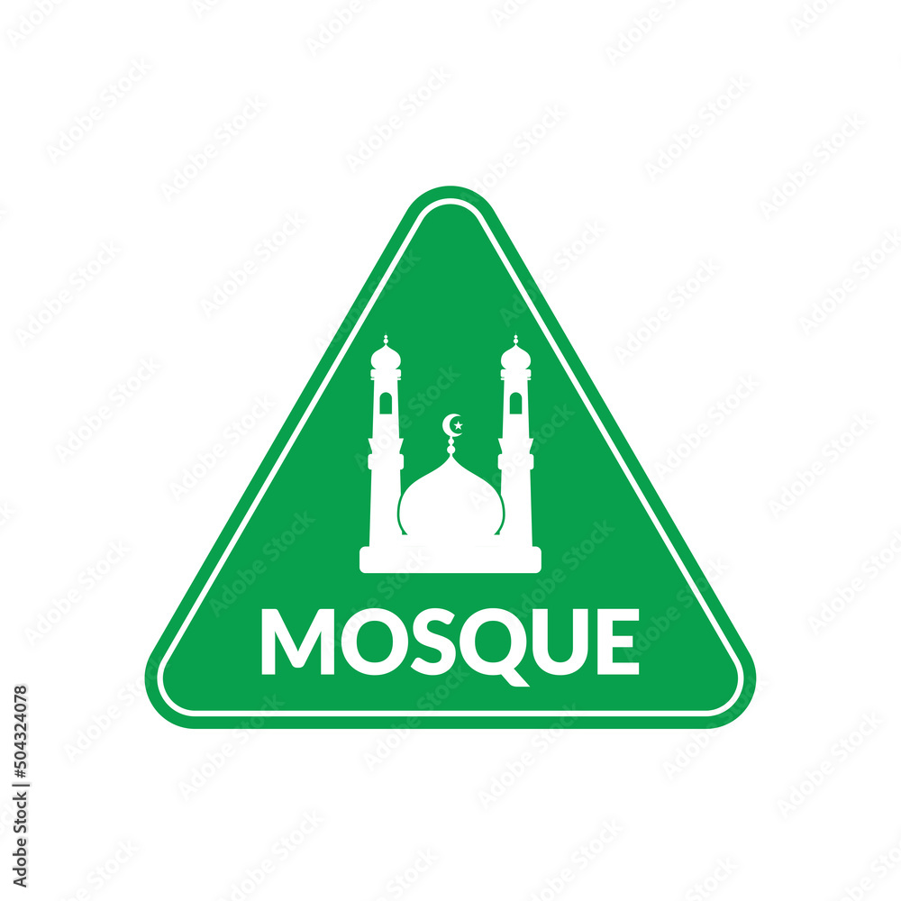 Triangle Mosque symbol sign with green color. Perfect for visual sign ...
