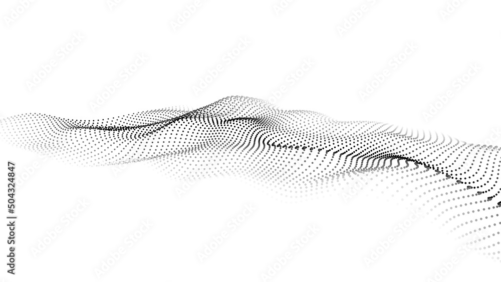 Digital wave with dots on the white background. The futuristic abstract ...