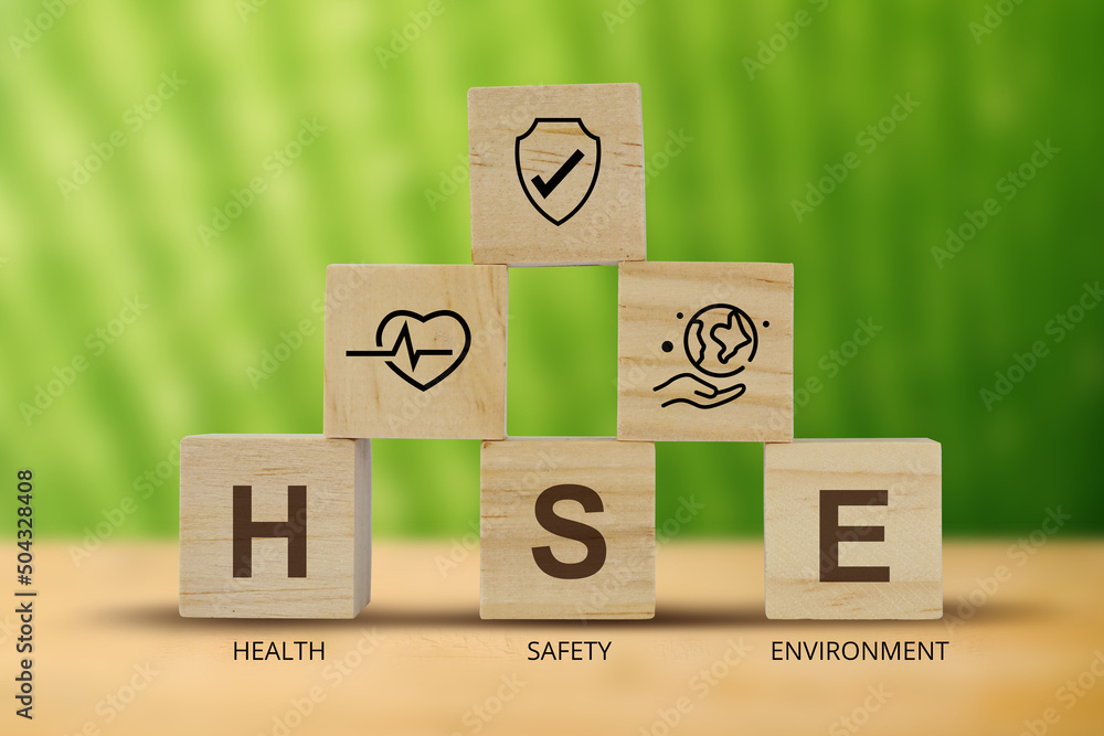 HSE on word letters cube, Health Safety Environment acronym ...