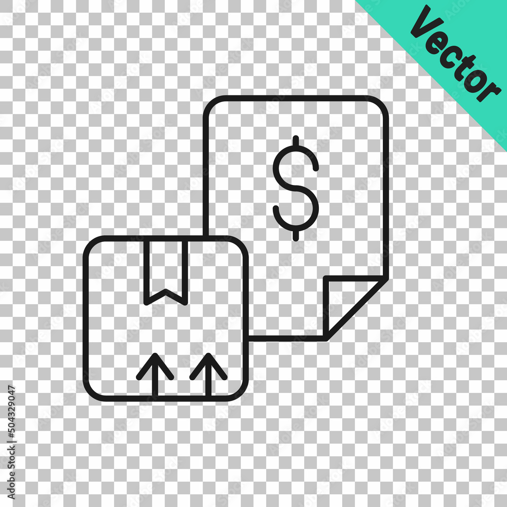 Black line Waybill icon isolated on transparent background. Vector ...