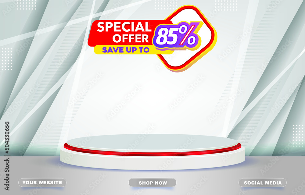 special offer banner with blank space podium for product sale with ...