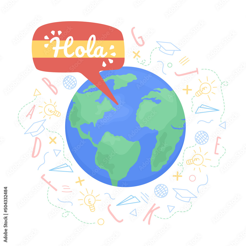 Spanish speaking community 2D vector isolated illustration. Flat object ...