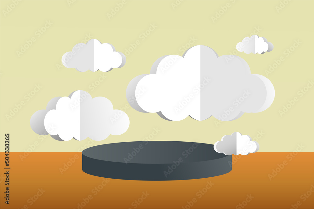 3d social media post template banner, cloud papper cut style with ...