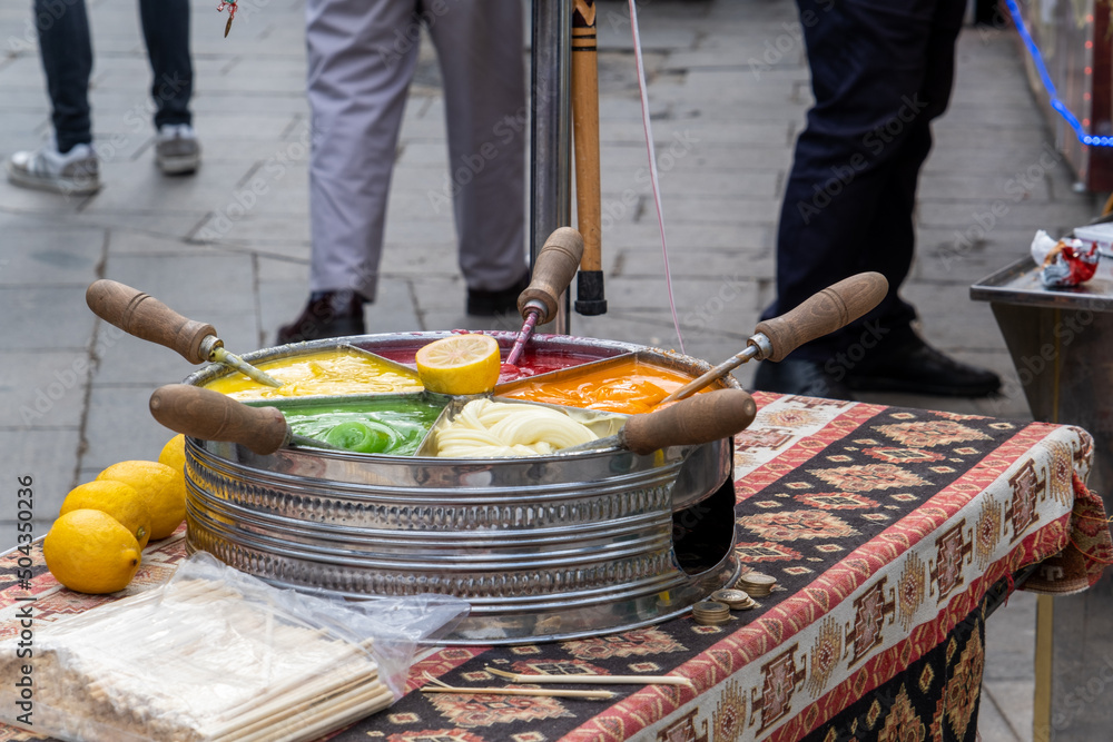 Mesir paste in a street, sweet food, Turkish culture, cuisine and ...