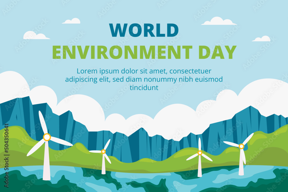 Flat World Environment Day Background Template 2 Stock Vector | Adobe Stock