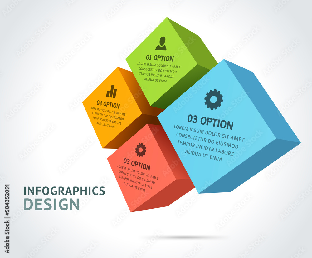 Abstract multicolored rhombus squared isometric blocks infographic ...