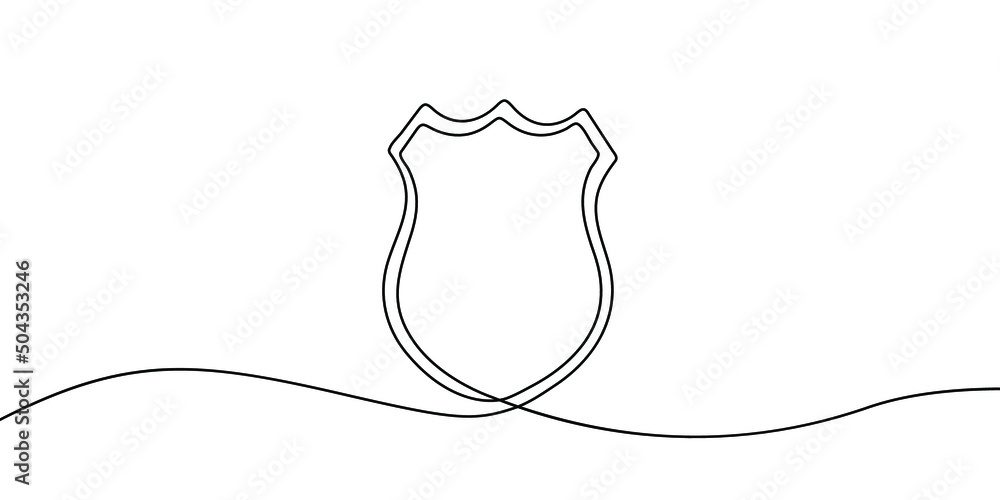 Continuous line drawing of shield. One line drawing background. Vector ...