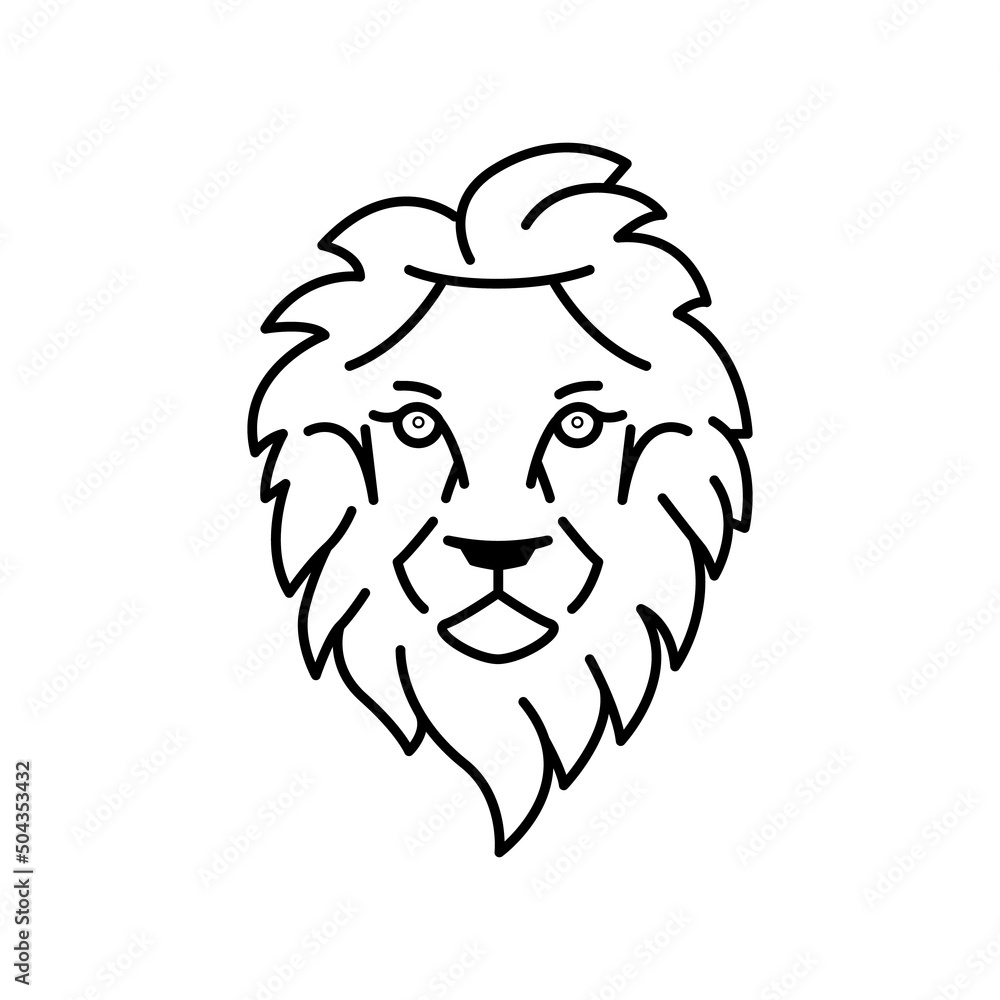 Lion icon outline symbol. Lion logo. Tattoo drawing muzzle of a lion ...