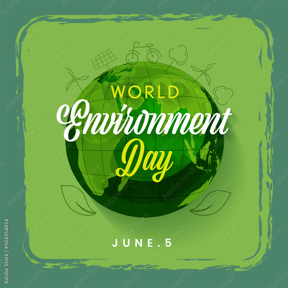 5th June, World Environment Day Concept With Earth Globe On Green Brush ...