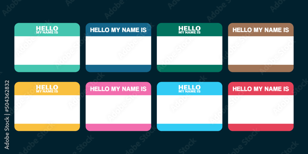 Set of Hello My Name Is Name Tags in Different Colors. Stock Vector ...