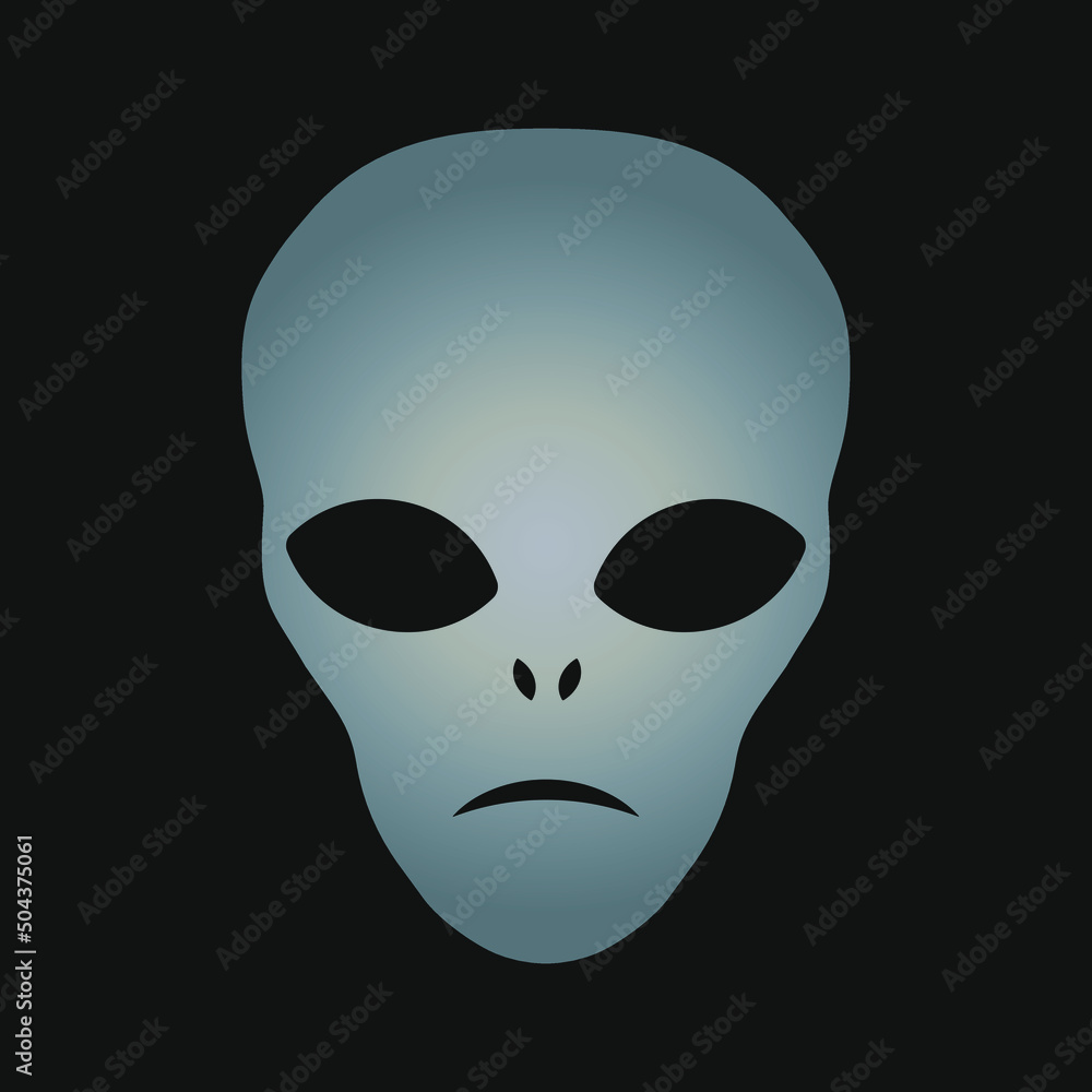 Alien head vector sign. Humanoid face symbol icon. Extraterrestrial ...