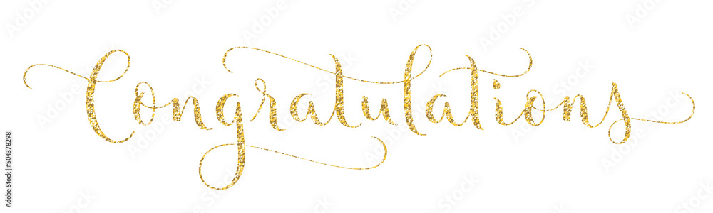 CONGRATULATIONS gold glitter vector brush calligraphy banner with ...