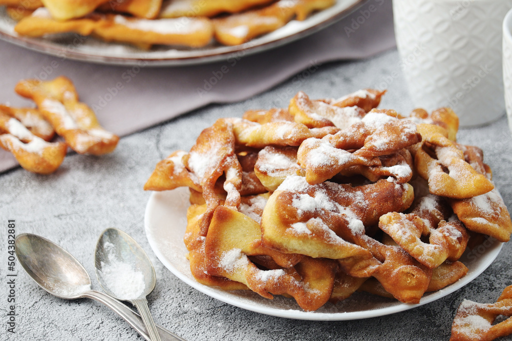 Angel wings, traditional sweet crisp pastry Stock Photo | Adobe Stock