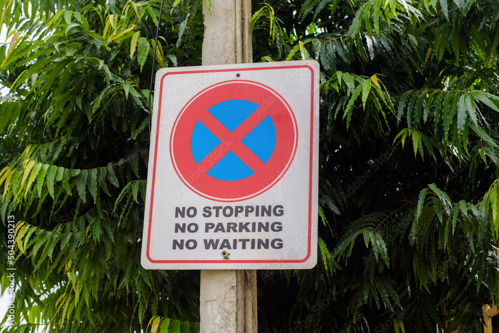 Road warning sign for no stopping no parking no waiting Stock Photo ...