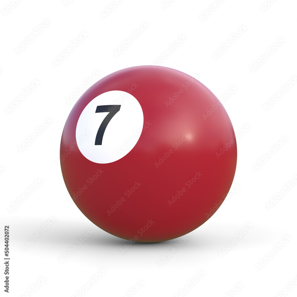 Billiard ball number seven brown color isolated on white background ...