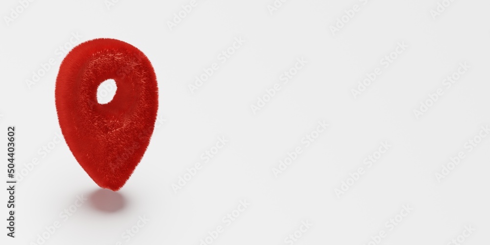 Pin The Location Map Of The 3d Render Icon Red Hairy Gps Map Sign