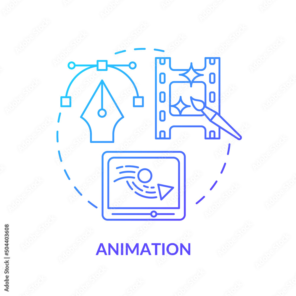 Animation blue gradient concept icon. In demand skill for freelancing ...