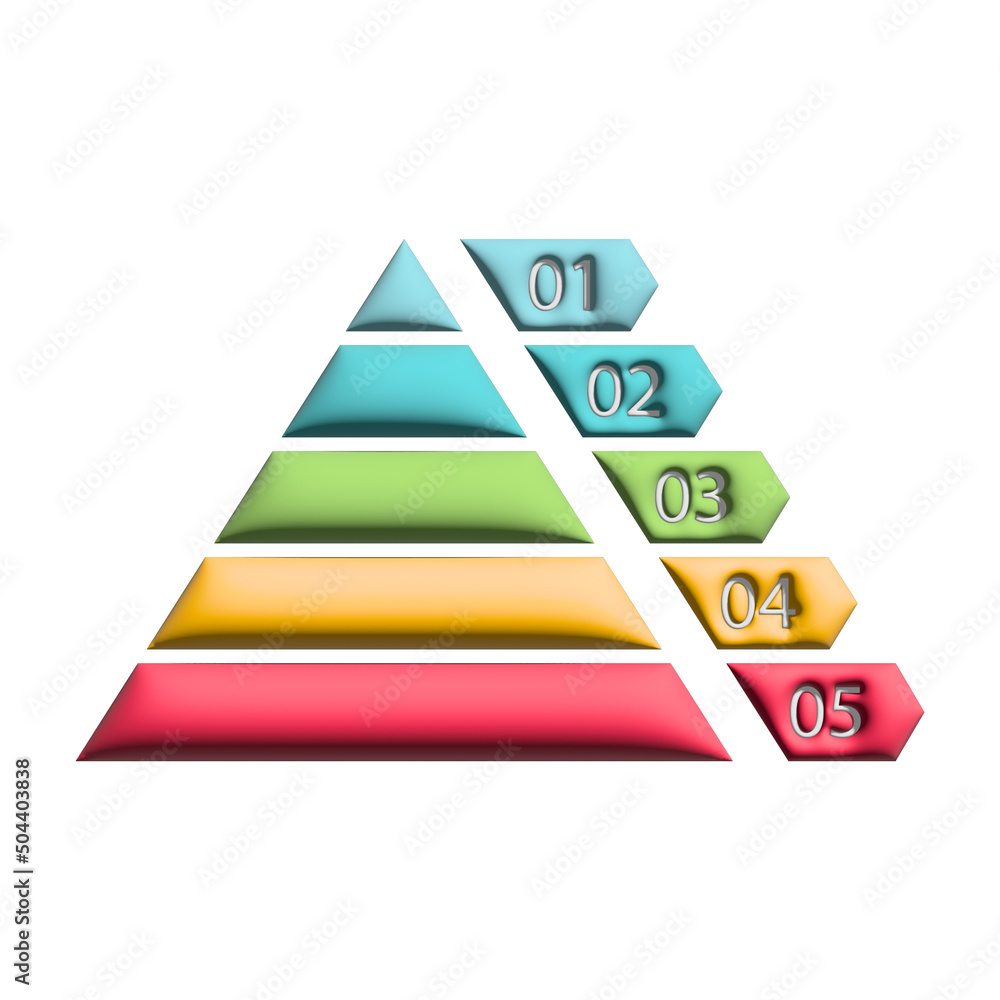 Pyramid infographic 3D. Triangle hierarchy data segments. Business ...