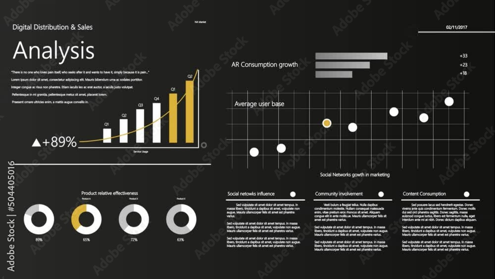 Sales Diagram with Graphs and Analytical Financial Infographics. Black ...