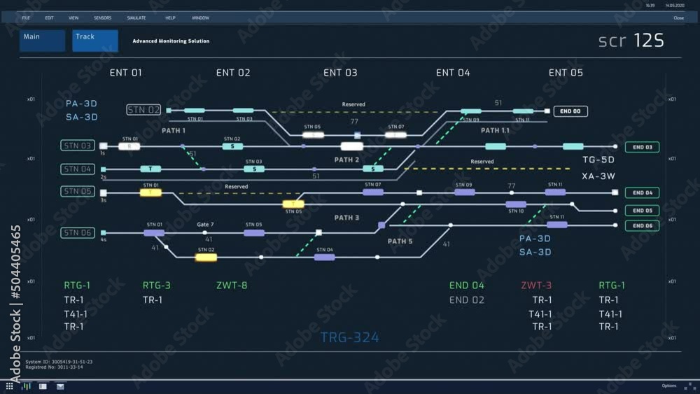 Advanced Monitoring System with Analytical Technical Infographics. Dark ...