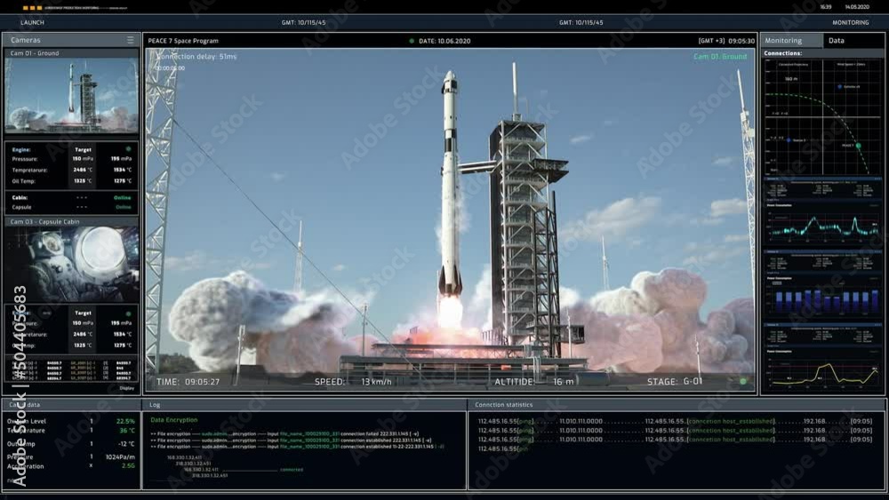 Computer Stream of a Successful Rocket Launch for Space Exploration ...